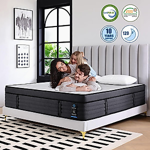 Suiforlun 15" King Mattress, Gel & Bamboo Charcoal Infused Memory Foam, Medium Euro Top Hybrid Pocket Spring Mattress for Restful Sleep, Enhanced Pressure Relief and Edge Support, 120 Nights Trial