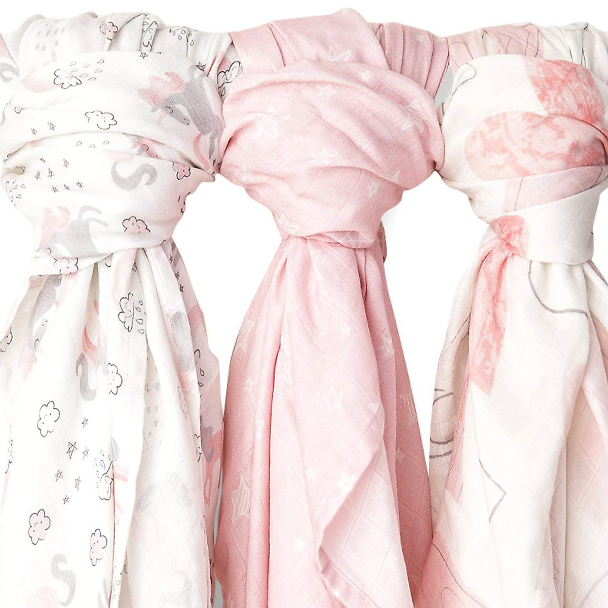 Kids N' Such Extra-Large Muslin Baby Swaddle Blanket, Mystical, 47 x 47, 3 Pack