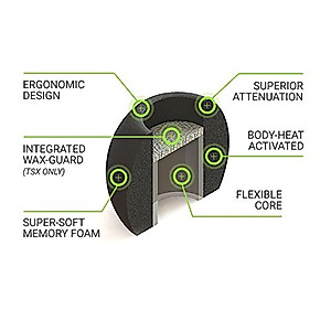 Comply Comfort Plus Tsx-100 Memory Foam Earphone Tips, Fits Etymotic, Klipsch, Westone & More (Medium, 3 Pairs), Black