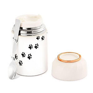 CUPADA Cat Claw Footprint Food Jar for Hot and Cold, Dog Paw Insulated Food Jars Vacuum 17OZ with Folding Spoon for Work Trip Picnic Camping