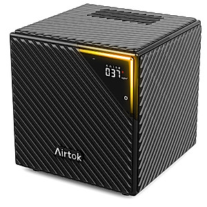 AIRTOK Air Purifier for Home Allergies Pets Hair in Bedroom Covers up to 1200 Sq.Ft with PM2.5 Index, Double-sided Air Inlet Hepa H13 Filters with Auto Mode, Remove Dust Smoke Pollutants Odor, Black