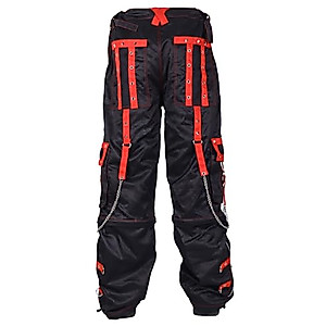Gothic Men's Bondage Gothic Cyber Pant Chain Techno Rock Punk Shorts Trouser Pants/USA (36) Black/Red