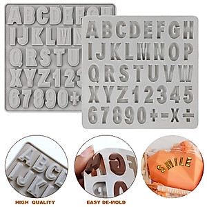 Juome 2Pcs Letter Molds for Chocolate, Alphabet and Numbers Silicone Molds for Making Gummy Candy Chololate Cake Decoration