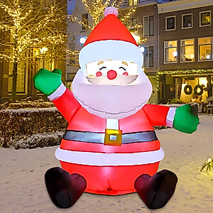 GOOSH 5 FT Inflatable Outdoor Santa Decoration with Built-in LEDs for Holiday Yard and Garden
