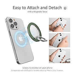 iRing Mag, Magnetic Phone Ring Holder, Kickstand, Grip for MagSafe, Wireless Charging Compatible with iPhone, Galaxy, and Other Smartphones with MagSafe Case (Ceramic White)