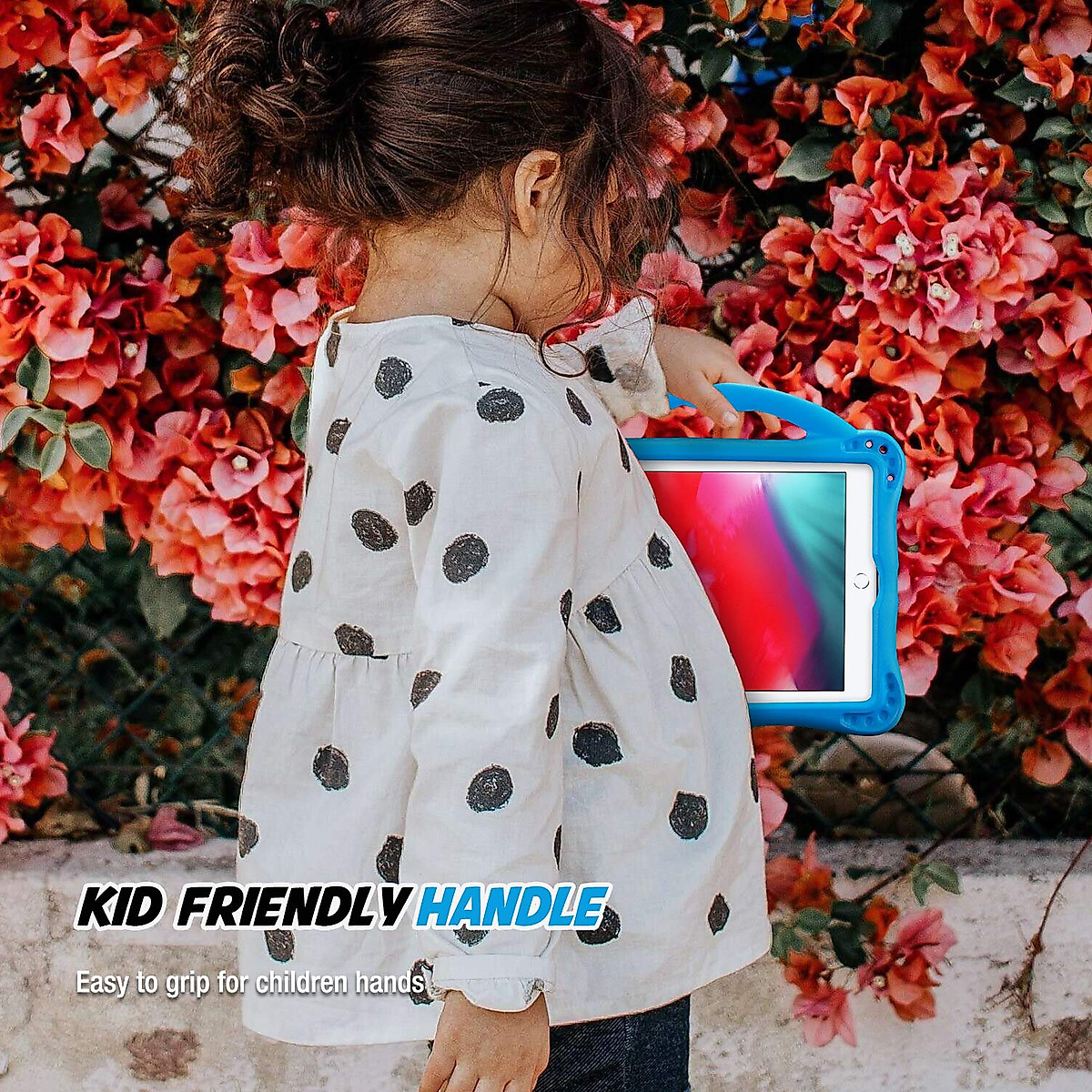 ProCase Kid Case for iPad 9.7 6th 5th 2017 2018/ iPad Air 2 Air 1/ iPad Pro 9.7 2016 for Boys Girls, Shockproof Lightweight Rugged Cover Full Protective Case with Handle Kickstand -Blue