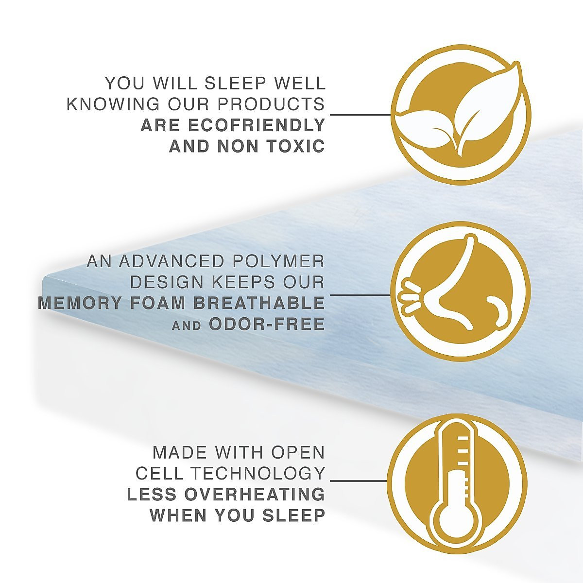 MFQ - Gel Memory Foam Mattress Topper King Size Bed Pad - Made in The USA - 2 Inch Gel Mattress Topper King Size for Extra Padding - Extra Soft and Comfy Gel Infused Toppers