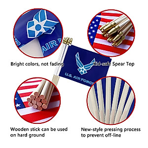 TSMD US Air Force Wings Stick Flags Small Mini Hand Held Military Flags Decorations,5x8 Inch,12 Pack