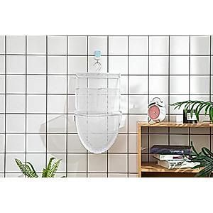 ALYER Hanging Bath Toy Organizer,Bottom Zippered Bathtub Toy Storage Mesh Bag with Sturdy Hanger (White)