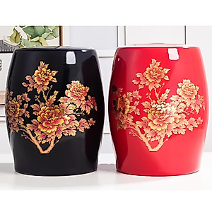 Ceramic Food Storage Jar Rice Storage Container Grain Storage Bin Ceramic Rice Bucket Rice Storage Box Sealed Rice Bin Cereal Rice Container for Kitchen(Red,15KG)