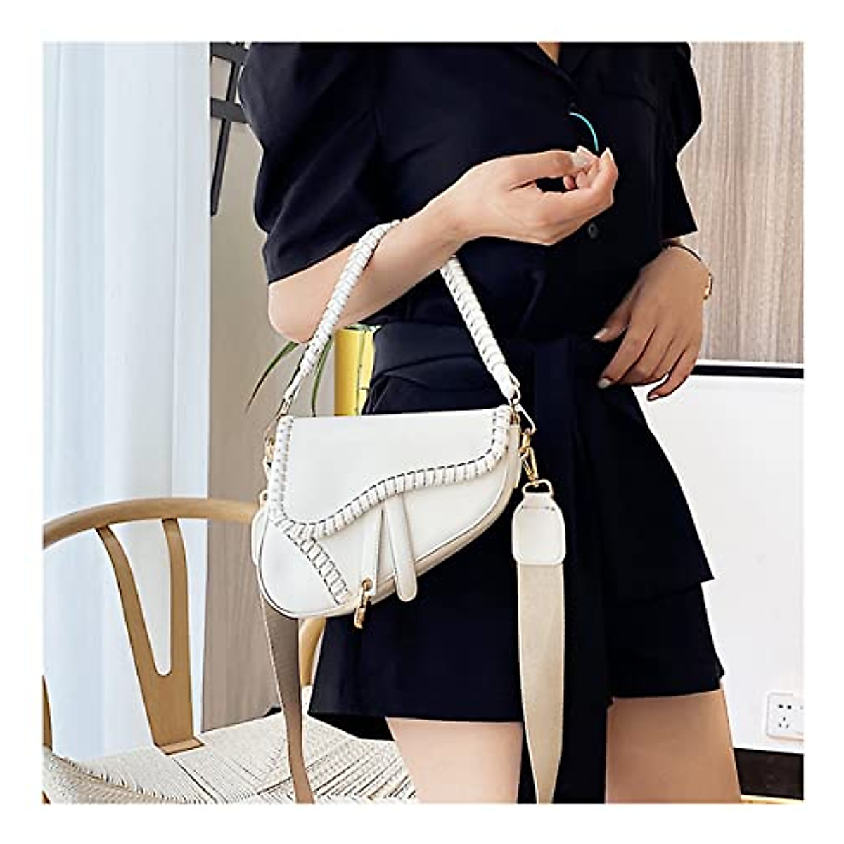 ANLJED Women Trendy Saddle Shoulder Bag Clutch Purse Underarm Handbag Satchel HandBag Crossbody Bag