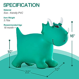 INPANY Dinosuar Bouncy Horse Hopper for Toddlers-Hopping/Hoppity/Bouncing/Bounce Horse, Jumping Horse, Inflatable Ride-on Animal Toy for Kids/Children/Boys/Girls (Pump Included)