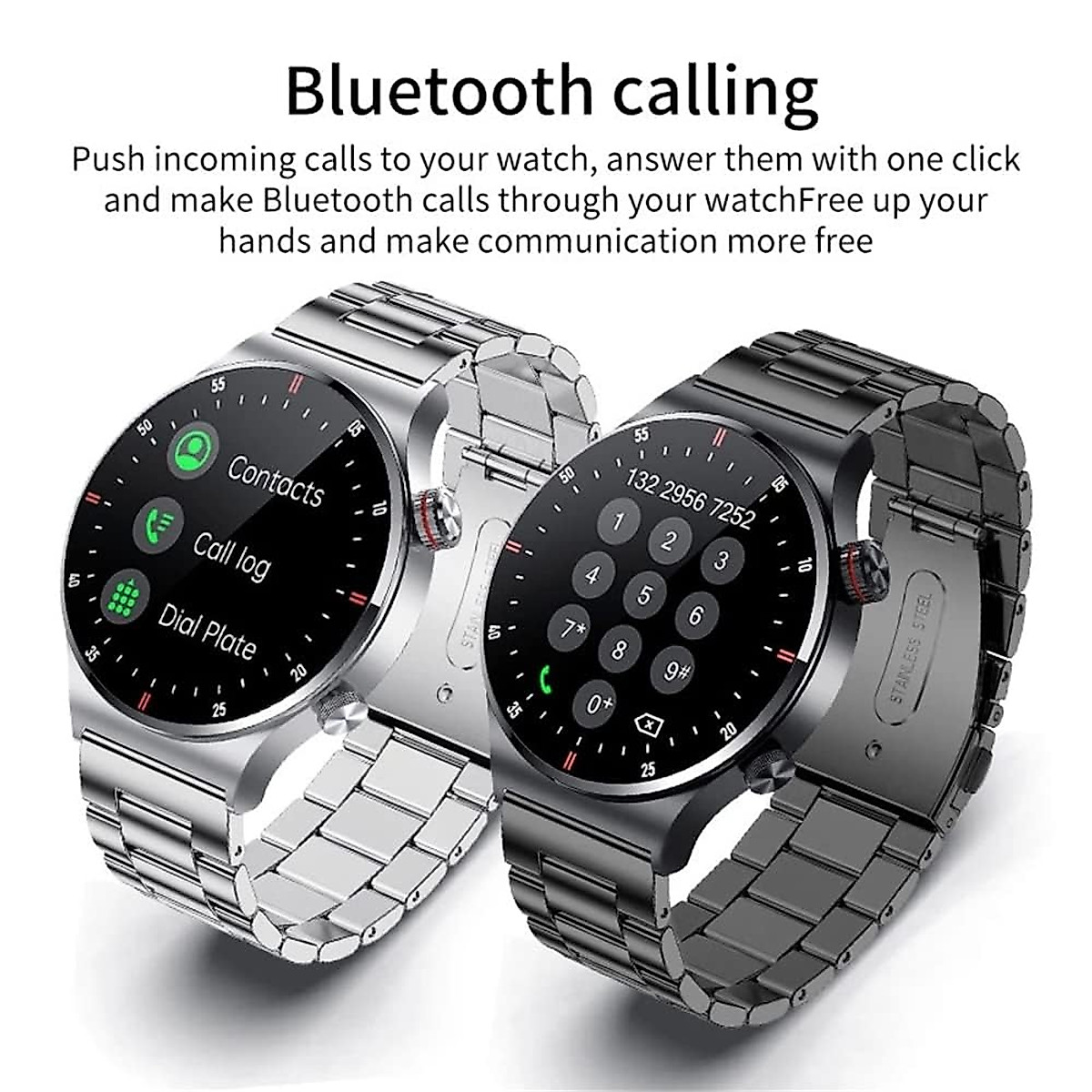 FILIEKEU Women Men Smart Watch Bluetooth Calls Heart Rate Sleep Monitor IP67 Waterproof Sport Fitness Tracker HD Touch Screen Silver Stainless Steel Smart Watches for Android iOS…