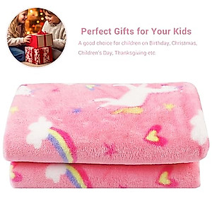 Viviland Kids Throw Blanket, Unicorn Print Blankets for Girls, Warm Lightweight Plush Throw Blanket Pink Unicorn Fleece Throw Blanket for Sofa Chair Couch Bed, for Kids, 30" x 40"