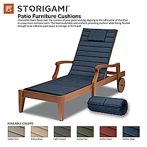 Classic Accessories Storigami Water-Resistant 74 x 23 Inch Chaise Lounge Cushion, Heather Indigo, Patio Cushion