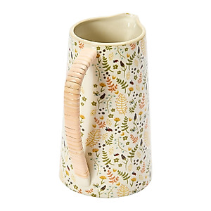 Creative Co-Op Stoneware Pitcher, 6.75", Multicolored