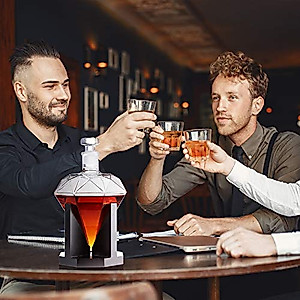 Whiskey Decanter, Diamond Decanter, Glass Liquor Decanter with Wooden Holder for Bourbon, Liquor, Rum, Bourbon, Scotch, Great Gifts for Men Glass Decanter with Airtight Stopper - 850ml/27OZ