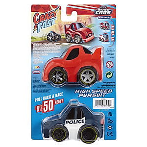 Little Tikes, My First Cars, Crazy Fast Cars 2-Pack High Speed Pursuit, Police Chase Theme Pullback Toy Car Vehicle Goes up to 50 ft