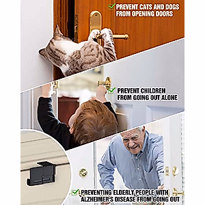 Child Proof Door Lock,Top Door Locks for Kids Safety,Front Door Child Safety Lock Made of Metal,Prevent Toddlers,Autistic Child,Pets & Dementia from Going Out,for Bedroom or Pantry(Black,2 Pack)