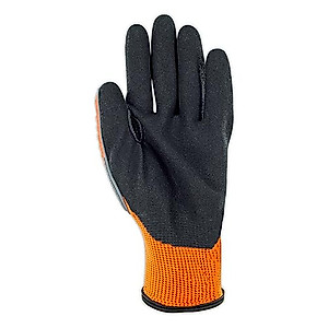 MAGID T-REX Sandy Nitrile Coated Impact-Resistant Work Gloves,Orange and Black, 1 Pair, Size 9/Large, TRX400