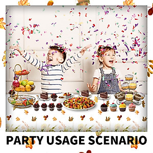 PARSUP 4PCS Thanksgiving Disposable Tablecloth Party Supplies, 108 × 54 inch, Autumn Theme Pumpkin Maple Leaves Fall Tablecloth Plastic Waterproof Tablecover Decorations