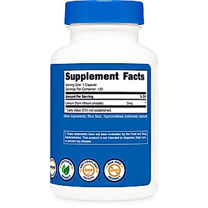 Nutricost Lithium Orotate 5mg, 120 Capsules - Veggie Caps, Non-GMO, Gluten Free