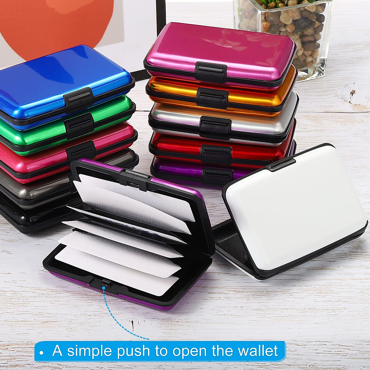 PATIKIL Aluminum Wallet Credit Card Holder, 6 Slots Men Women RFID Blocking Blocking Metal Box Hard Protector Case for Business Card ID Card, Grey