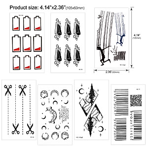 Konsait 30 Sheets Temporary Tattoos for Men Women Adult Fake Tattoo Body Art Stickers Waterproof Black Tiny Temporary Tattoo for Hand Neck Wrist Arm Shoulder Chest Back Legs, Dragon Anchor Lion Skull