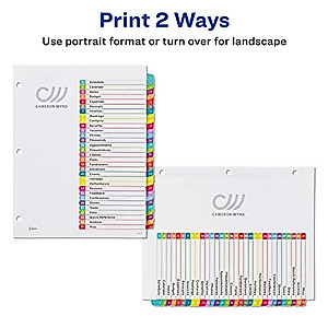 Avery 31-tab Dividers for 3 Ring Binders, Customizable Table of Contents, Multicolor Tabs, 1 Set & 12 Tab Dividers for 3 Ring Binders, Customizable Table of Contents, Multicolor Tabs, 1 Set (11843)