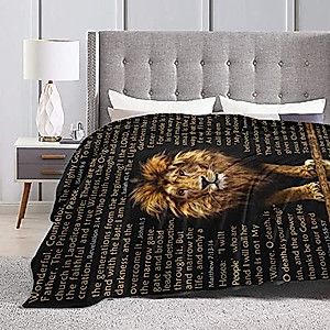 BUUGVIIL Bible Verse Blanket Biblical Gifts for Women Christian Gifts Lion Prayer Religious Throw Blankets for Couch Sofa Bed Warm Gifts 50X60 Inch