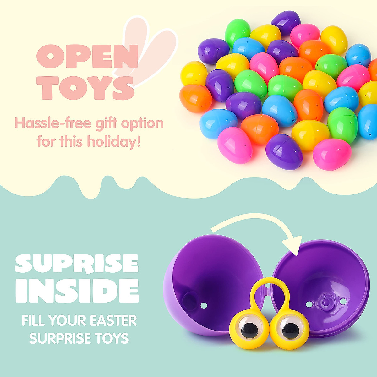 JOYIN 144 Pcs Prefilled Easter Eggs with Toys Plus Stickers Inside, Stuffed Toys for Easter Eggs Hunt, Basket Stuffers/Fillers, Party Favor, Classroom Prize Supplies