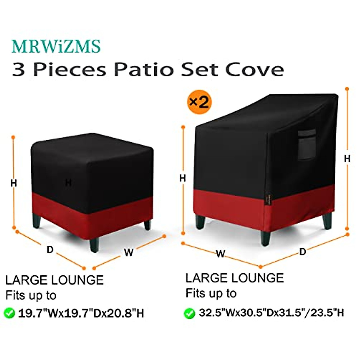 MRWiZMS 3 Pieces Patio Set Cover Waterproof Patio Furniture Cover Set Fit for 3 Pieces Wicker Chair Conversation Furniture Sets,Upgraded 420D Heavy Duty Oxford Fabric Furniture 3 -Piece Cover Set