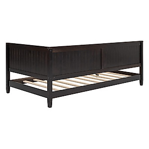 Royard Oaktree Twin Size Daybed, Wood Bed Frame with Headboard and Sideboard, Modern Low Sofa Bed Frame with Wooden Slats Support Mattress Foundation for Kids Room, Bedroom, Living Room, Espresso