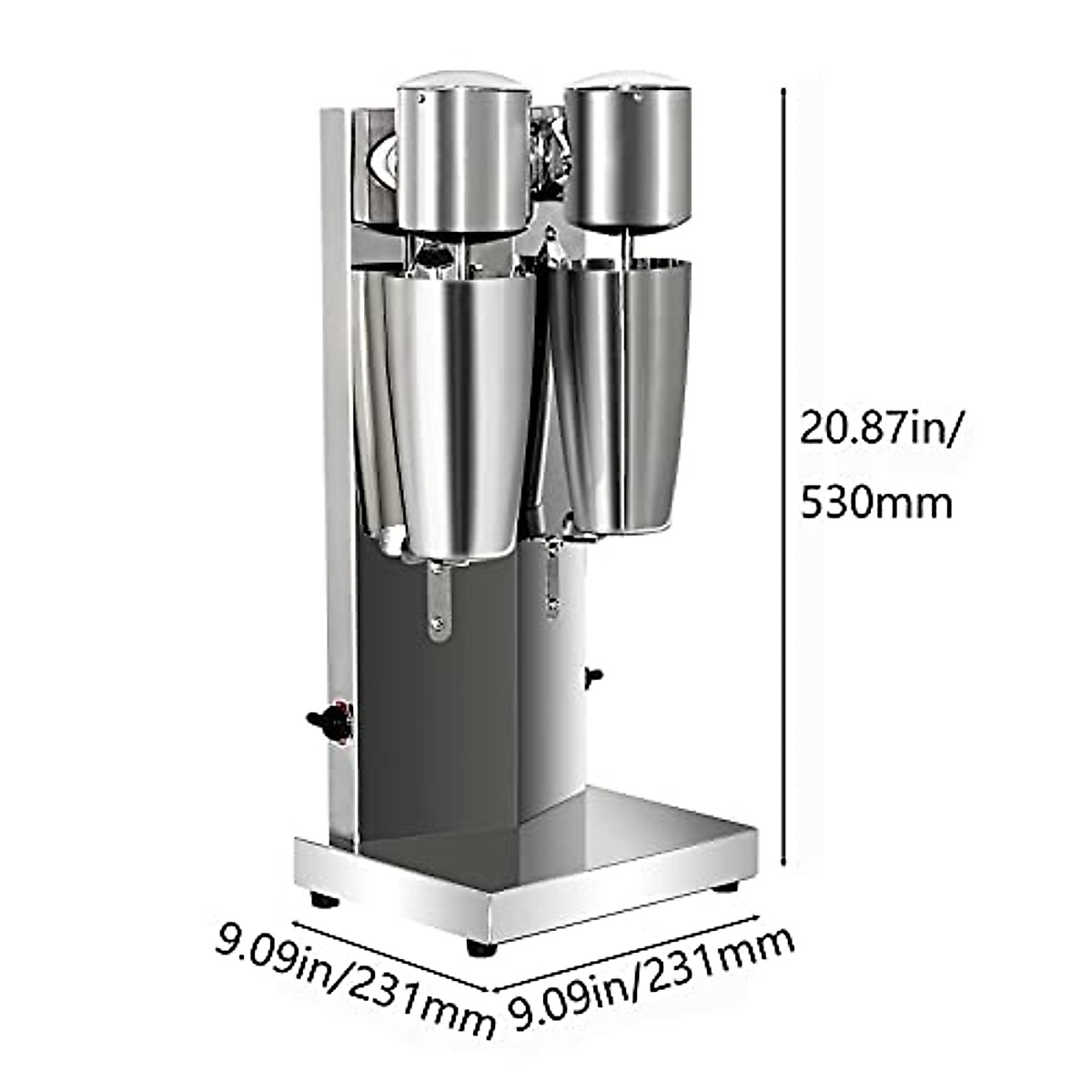 Milkshake Maker Machine Commercial Milk Shake Maker Mixer, Milkshake Machine Electric Drink Mixer, Double Head Milkshake Blender Stainless Steel Two-Speed 110V 180W