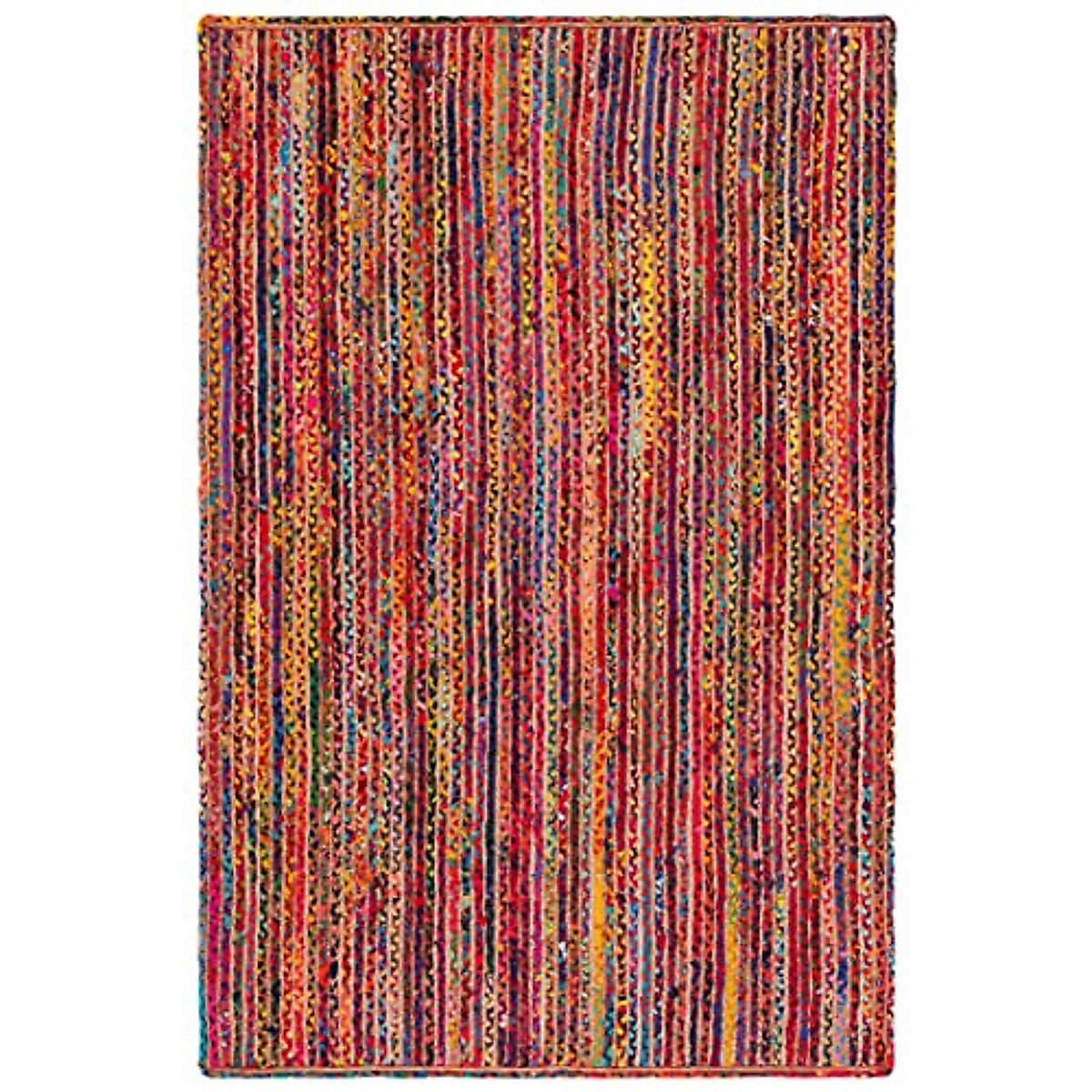 Safavieh Braided Collection Accent Rug - 4' x 6', Natural & Multi, Handmade Farmhouse Cotton, Ideal for High Traffic Areas in Entryway, Living Room, Bedroom (BRD262B)