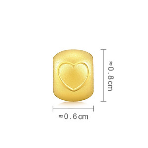 CHOW SANG SANG 999 24K Solid Gold Mini Charm Engraved Lovely Heart Charm Bracelet for Women 93033C (Gold, 17 CM)