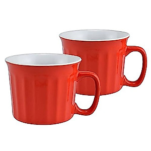 Soup Mug Bundle With 2 Large Red Mugs And 2 Thai Kitchen Noodle Soup Packets