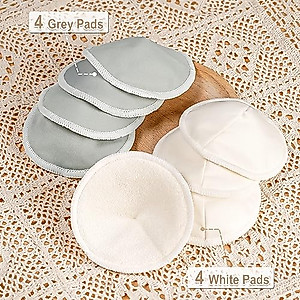 haakaa Reusable Nursing Pads Washable Breast Pads for Leaking Milk Nipple Pads Breast Feeding Essentials with Wash Bag, 8 Pack