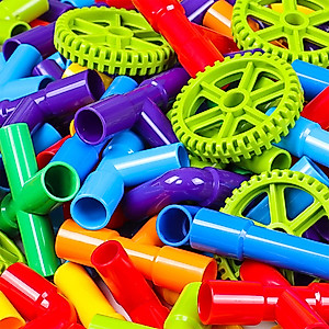 EP EXERCISE N PLAY Kids STEM Building Toys Tube Locks Construction Blocks Set Creativity Interlocking Pipe, Preschool Educational Learning Toys Gift Present for Toddlers Boys and Girls 3-5 (250PCS)