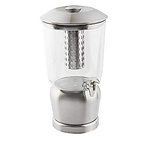 Tablecraft 2.5 Gallon Drink Dispenser with Fruit Infuser & Stand | BPA Free | Tritan Stainless Steel | Cold Beverage Dispenser for Catering, Buffet or Home Use (75)