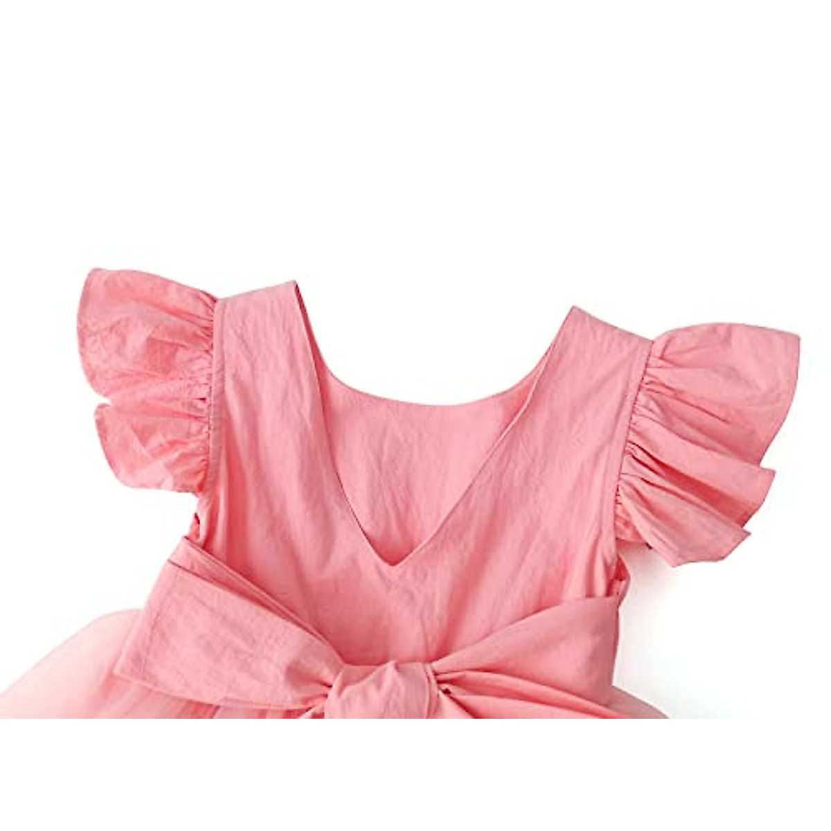 LYXIOF Toddler Baby Girl Tutu Tulle Dress Cotton Linen Ruffle Back Bowknot Princess Party Dresses Pink 90CM