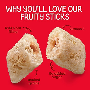 HAPPYTOT Organics Fruity Sticks, Oat & Fruit Filled Grain Sticks, Strawberry, Organic Toddler Snack, 2.5 Ounce Bag (Pack of 6)