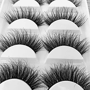 3D Mink Lashes,100% Real Siberian Mink Fur Lashes,Dramatic Cat-Eyes Look,Natural Fluffy Volume Long Wispy Totally Cruelty-Free,Reusable &Handmade Fake Eyelashes 5 Pairs (A11)