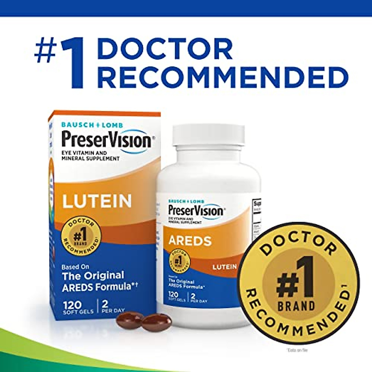 Bausch + Lomb PreserVision AREDS Eye Vitamin & Mineral Supplement, 120 Count Bottle (Soft Gels)