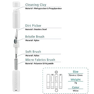 Cleaner Kit for Airpods, 5 in 1 Earbuds Cleaning Tool, Multi-Function Airpods Cleaning Pen for Airpods Pro with Plush Cloth for Earbuds,Earphone,iPod,iPhone,iPad Cleaning Tools