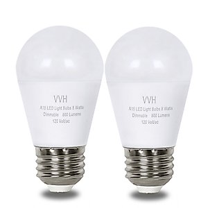 VVH 2 Pack LED Refrigerator Light Bulb 60 Watt Equivalent,A15 Light Bulb E26, 8W Daylight 5000K,800Lm,for Indoor and Outdoor, Ceiling Fan, Wall sconces,Appliance Bulb
