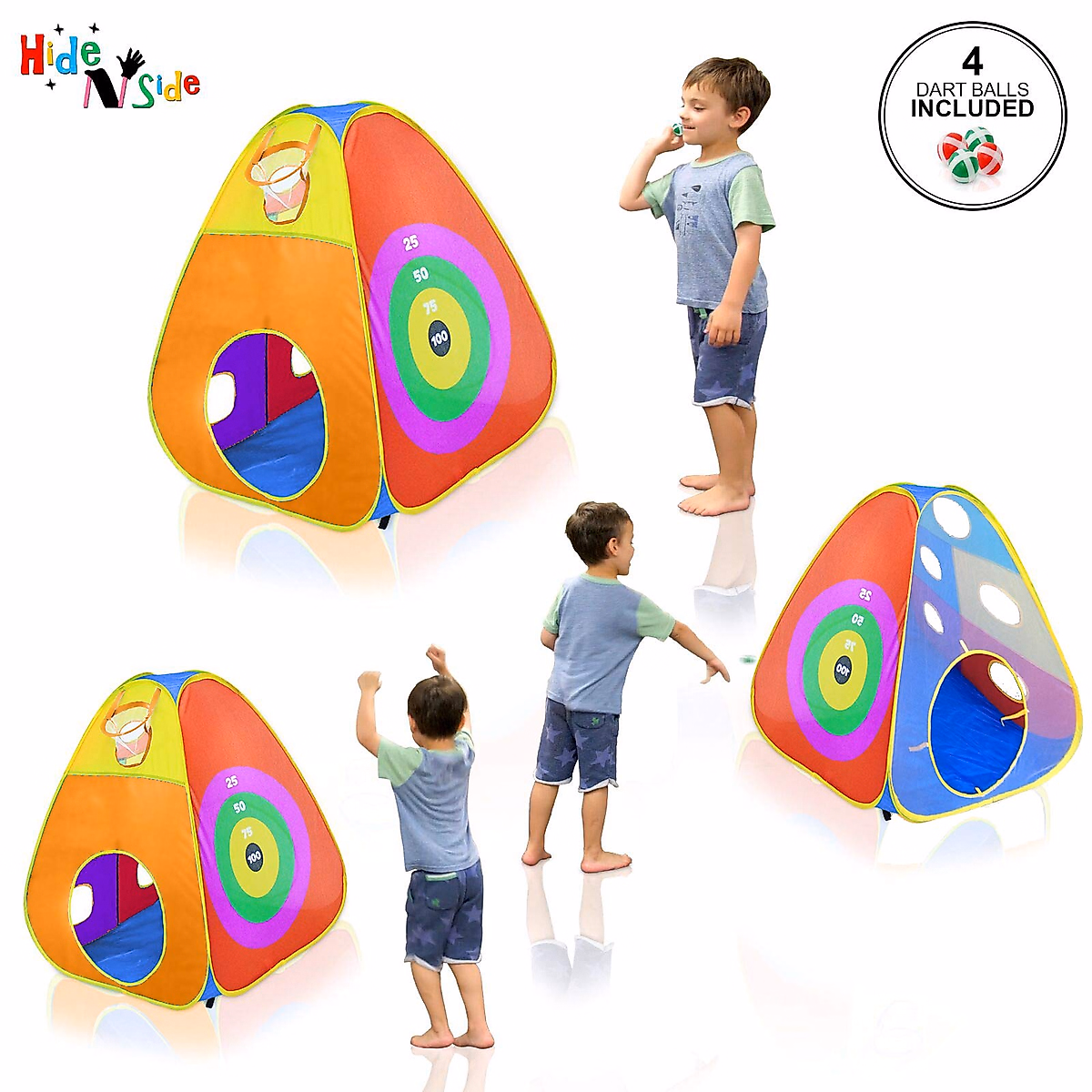 Gift for Toddler Boys & Girls, Ball Pit, Play Tent and Tunnels for Kids, Best Birthday Gift for 3 4 5 Year old Pop Up Baby Play Toy, Target Game w/ 4 Darts Indoor & Outdoor