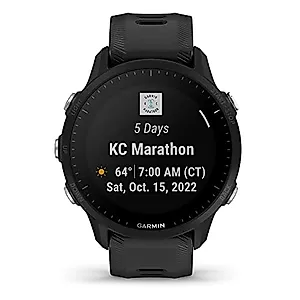 Garmin 010-02638-00 Forerunner® 955 Solar, GPS Running Smartwatch with Solar Charging Capabilities, Tailored to Triathletes, Long-Lasting Battery, Black