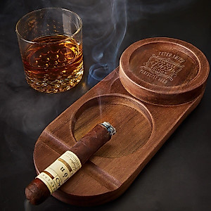 Personalized Whiskey and Cigar Tray Ashtray - Cigar Holder