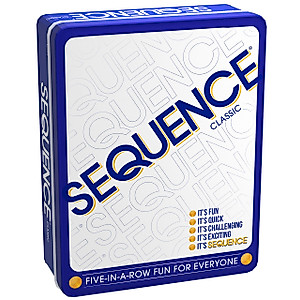 Sequence in a Tin - Five-in-a-Row Fun for Everyone by Jax, White, 2-12 Players